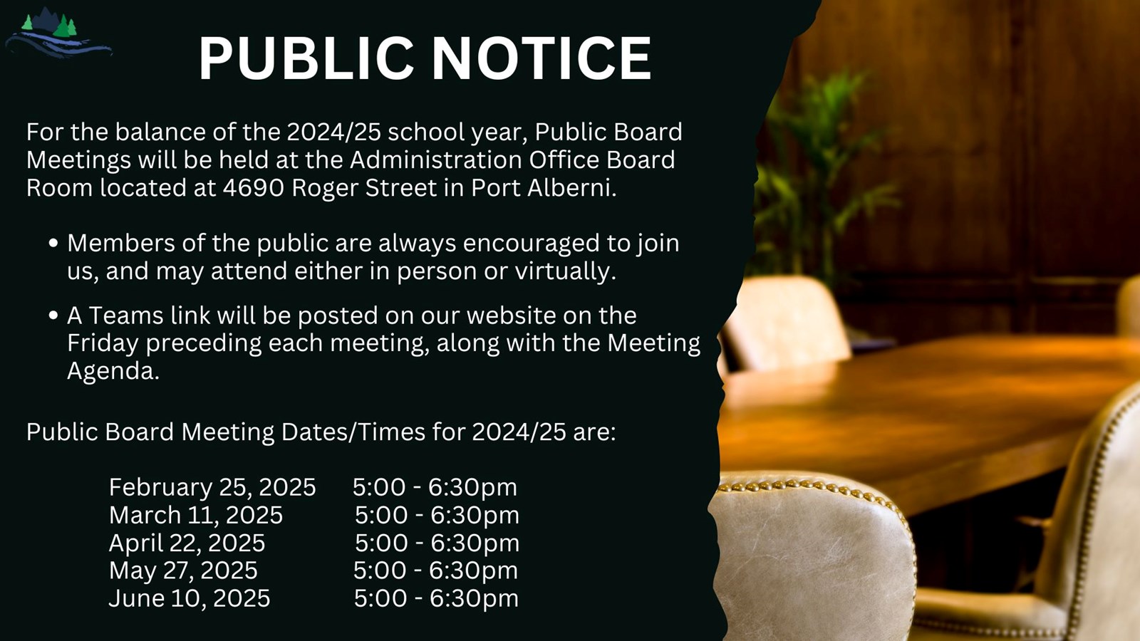 Public Board Meeting Schedule 2024/25